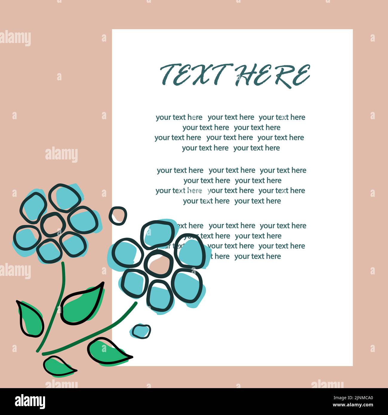 Postcard for text with the image of blue flowers. Congratulation ...
