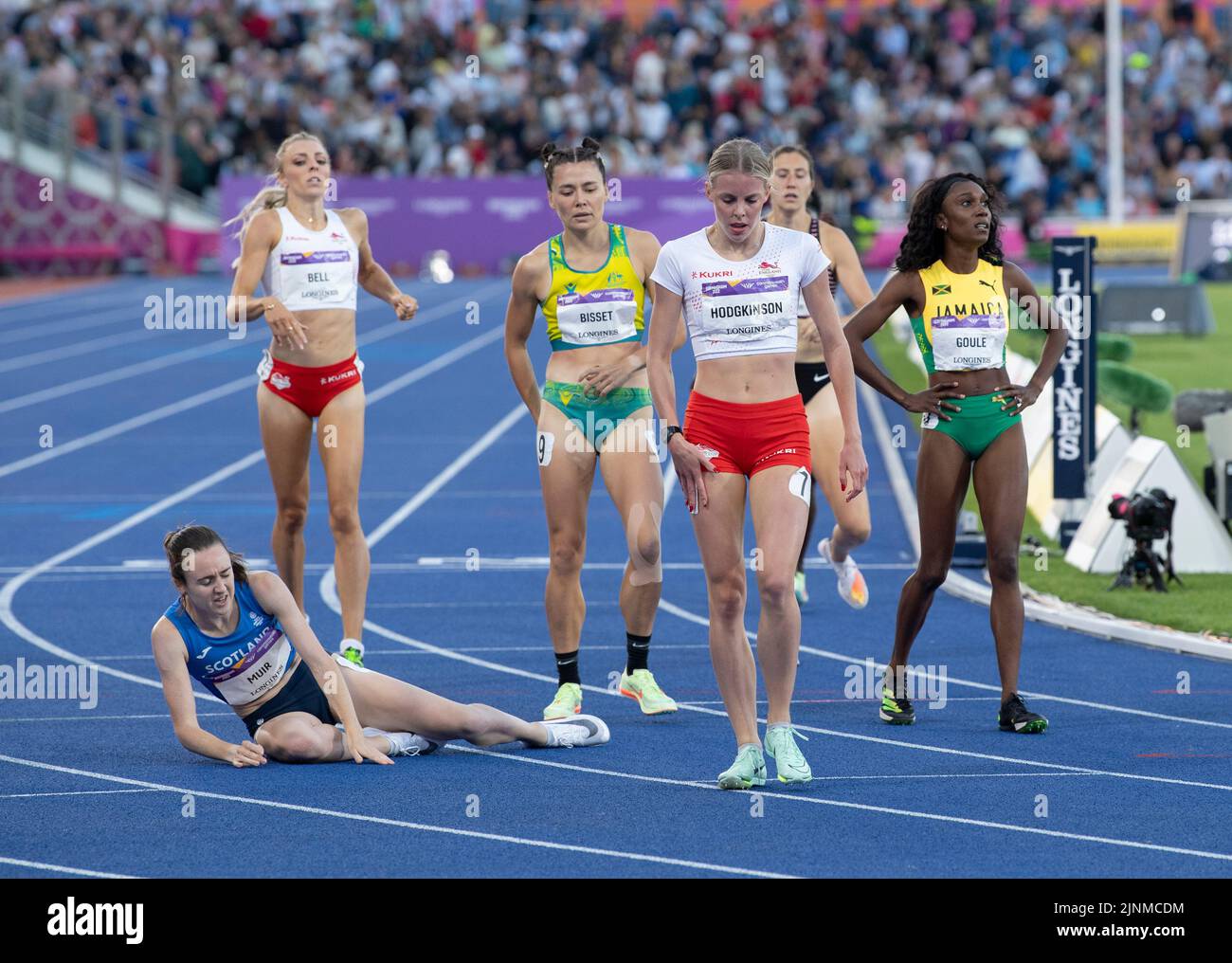Keely Hodgkinson of England and Laura Muir of Scotland recovering after ...