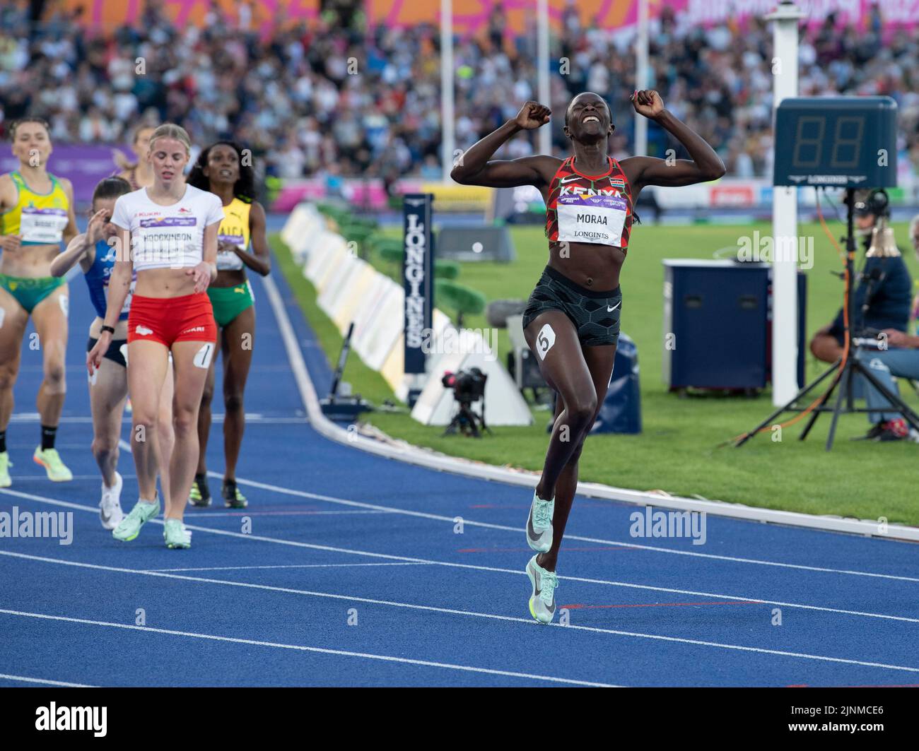 Mary Moraa of Kenya celebrating her win in the women’s 800m final at ...