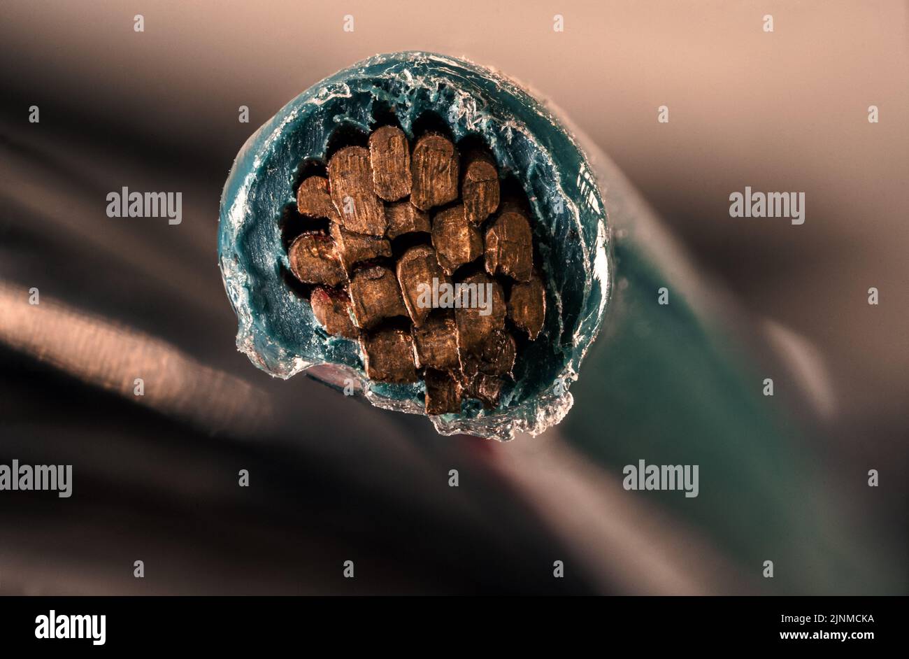 Macro copper wire - Close up of cable end Stock Photo - Alamy
