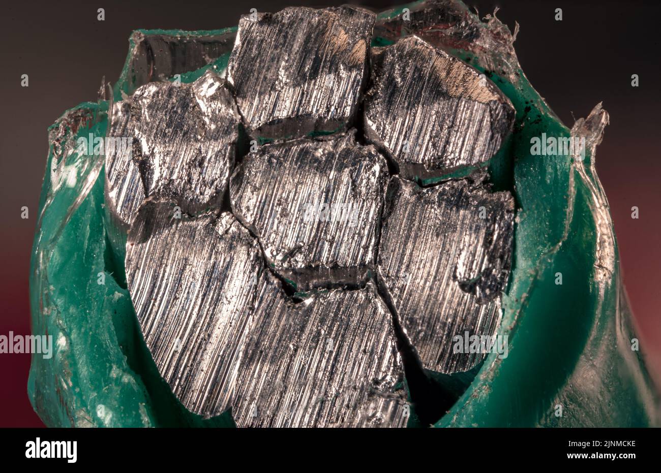 Macro Aluminum wire - Close up of cable end Stock Photo - Alamy