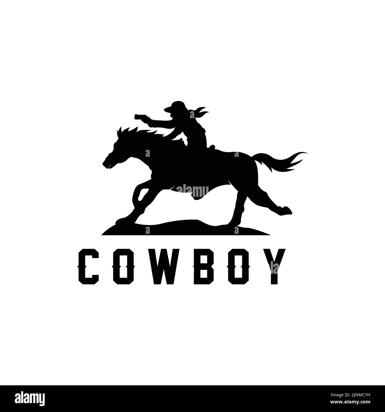 Cowboy horse sunset silhouette Black and White Stock Photos & Images ...