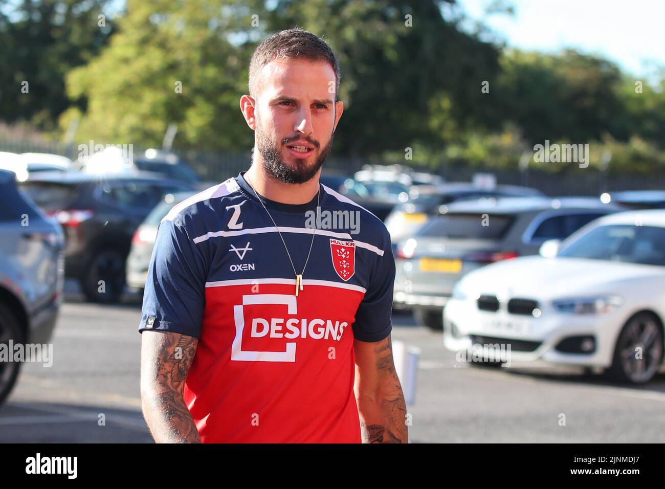 Ben Crooks #2 of Hull KR arrives at Sewell Group Craven Park ahead of ...