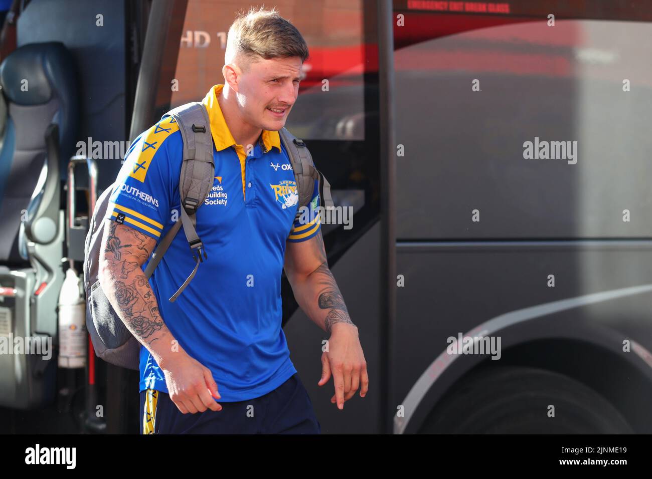 Liam Sutcliffe #4 of Leeds Rhinos arrives at Sewell Group Craven Park ...