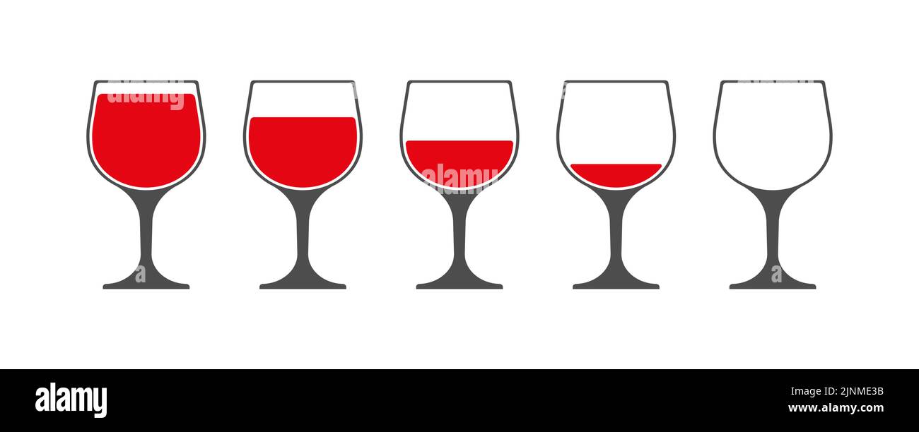 A set of glasses with red wine. An illustration template for a wine ...