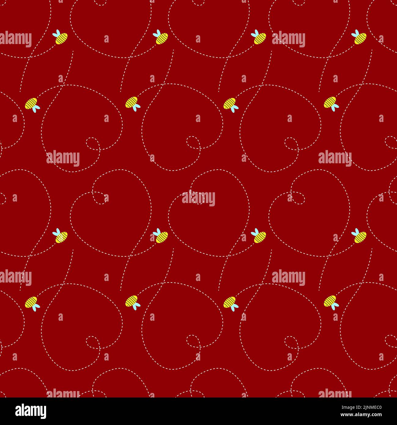 A loving flying bee on a red seamless background Stock Vector Image ...
