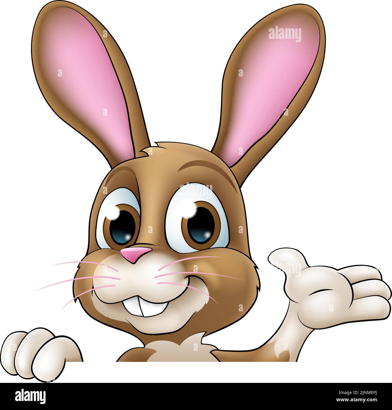 Easter Bunny Rabbit Cartoon Character Peeking Sign Stock Vector Image ...