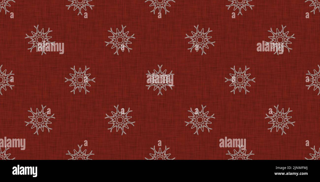 Seamless christmas snowflake woven linen border. Two tone seasonal red ...