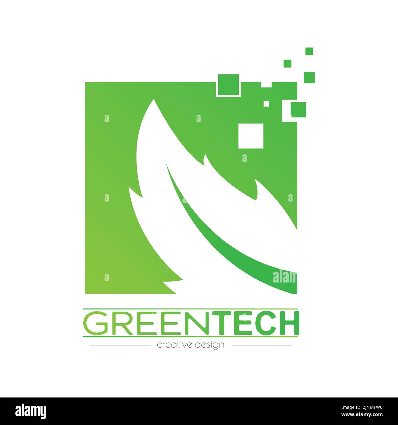 Green technologies. A green leaf in a square. Template for a logo ...