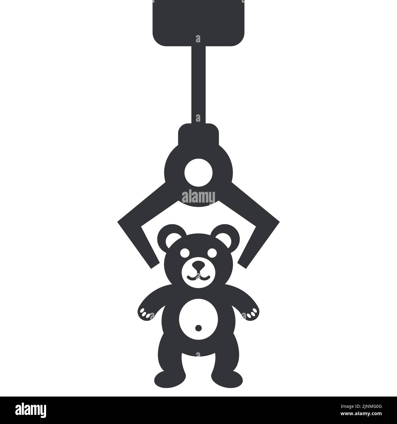 children machine with an iron crane and a toy. flat vector illustration ...