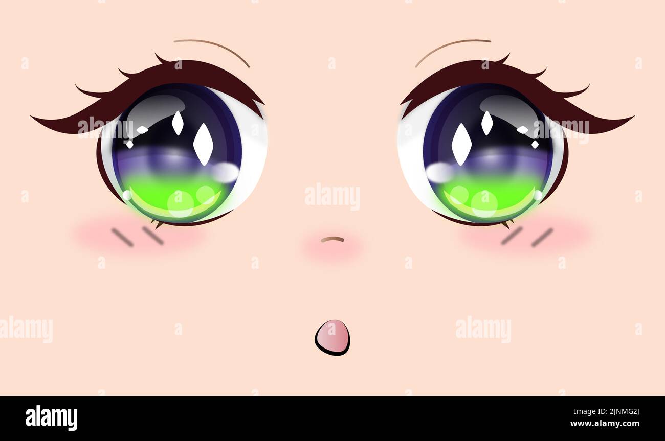 Cute anime girls eyes. Manga face expressions. Vector illustration ...