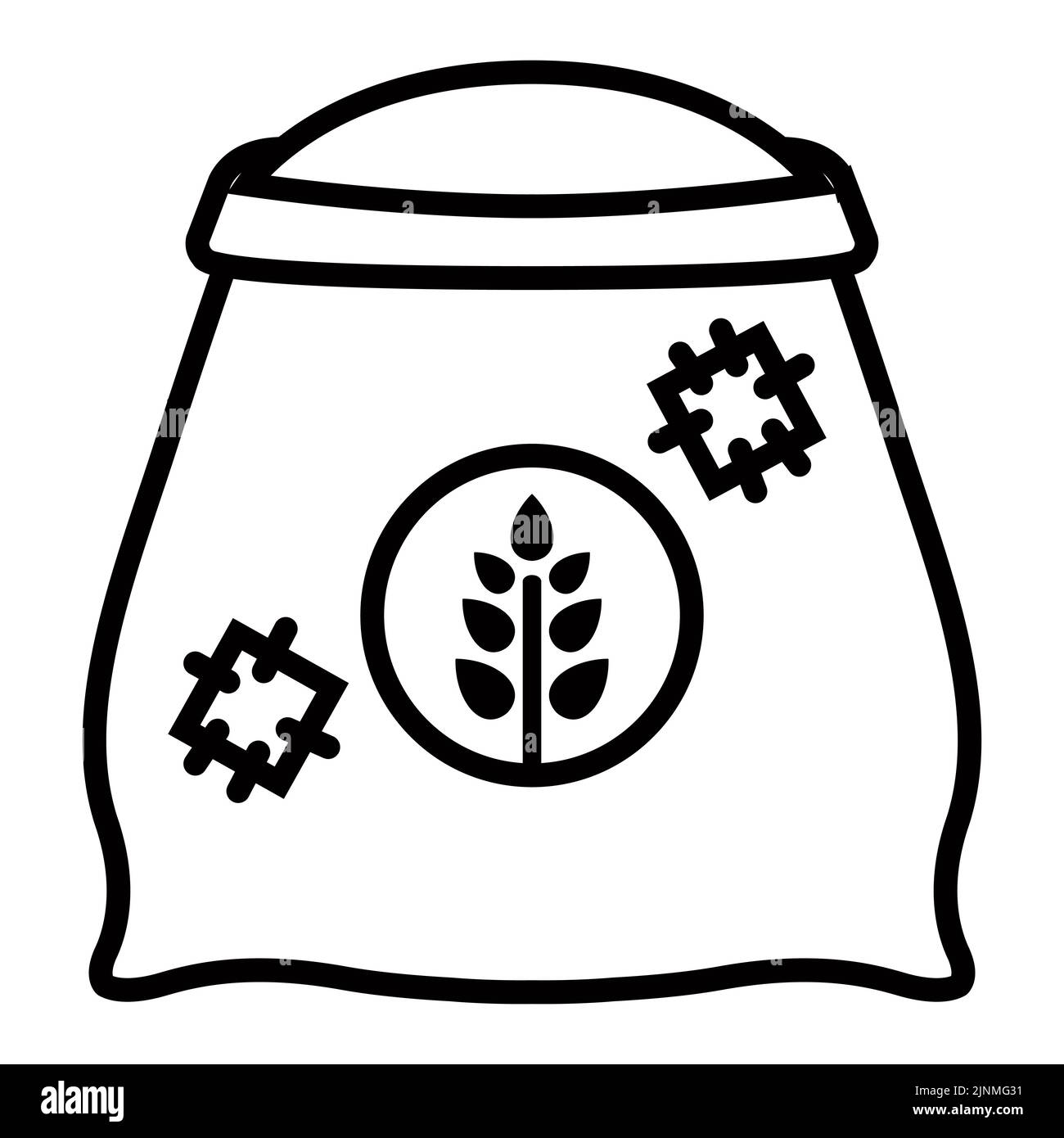 wheat grain sack black linear icon. flat vector illustration Stock ...
