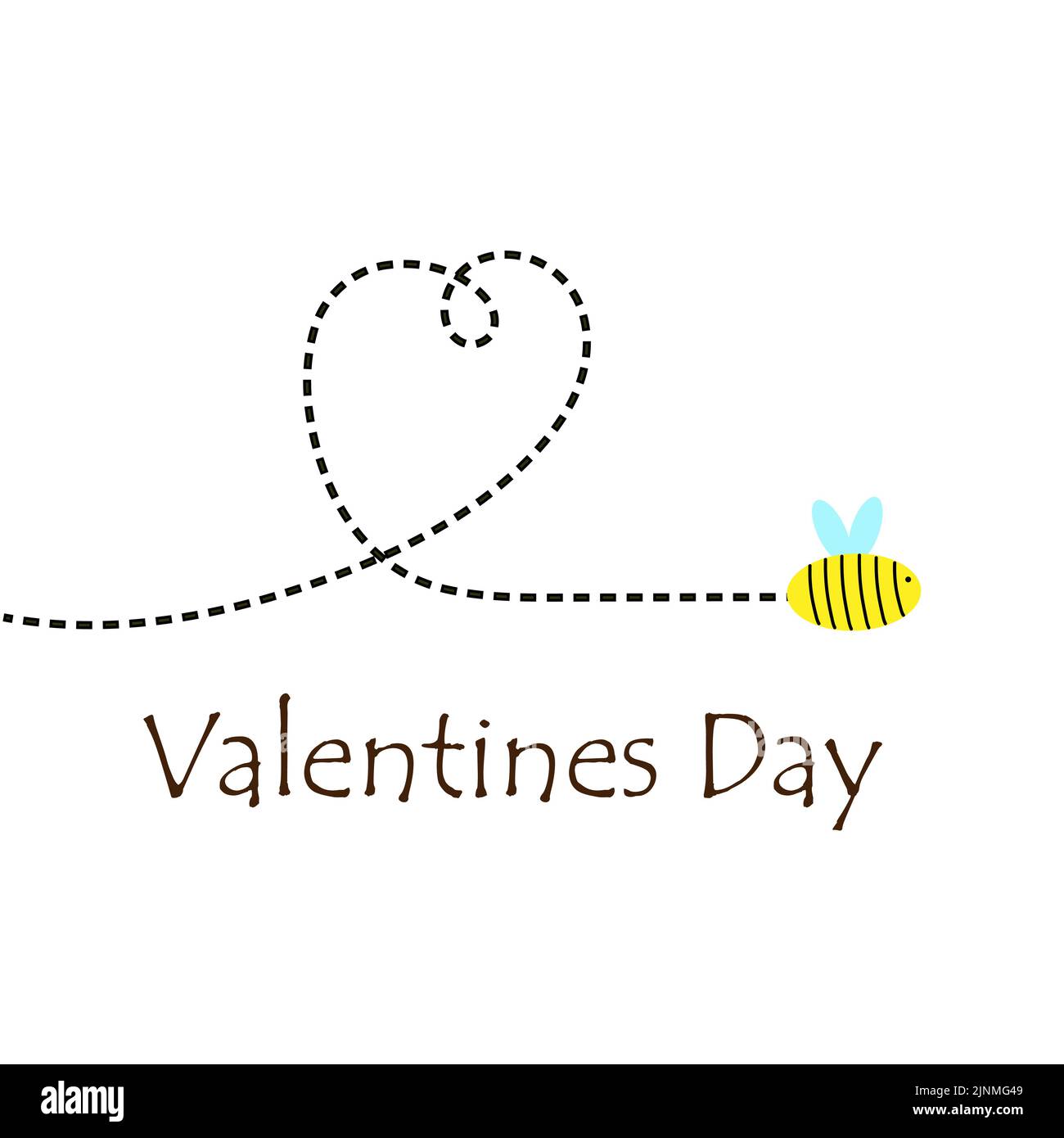 Bee with a dotted line in the shape of a heart on a white background ...