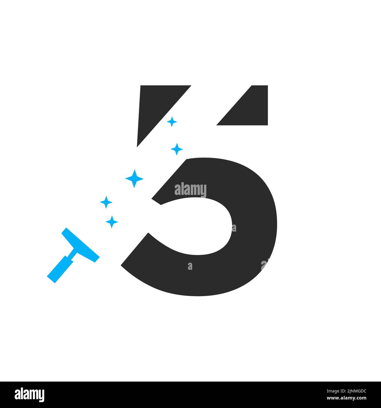 Letter 5 House Cleaning Logo Concept For Broom Maid Service Symbol ...