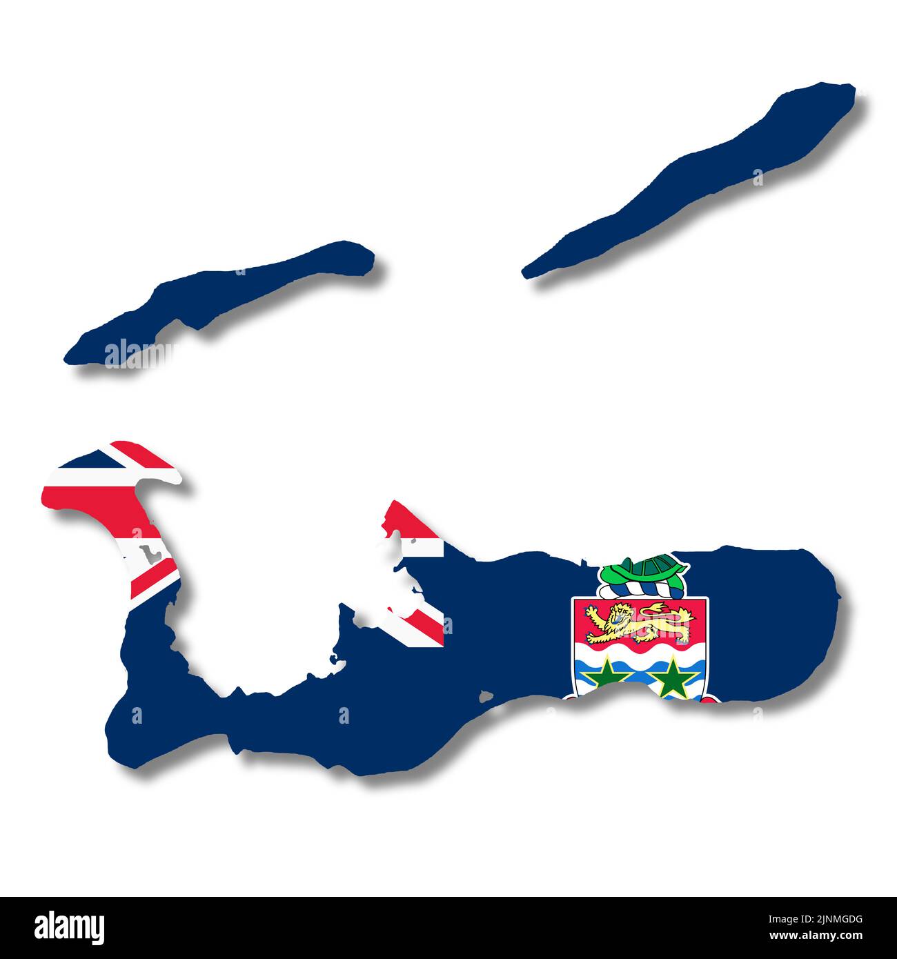 Cayman Islands flag map on white background 3d illustration with ...
