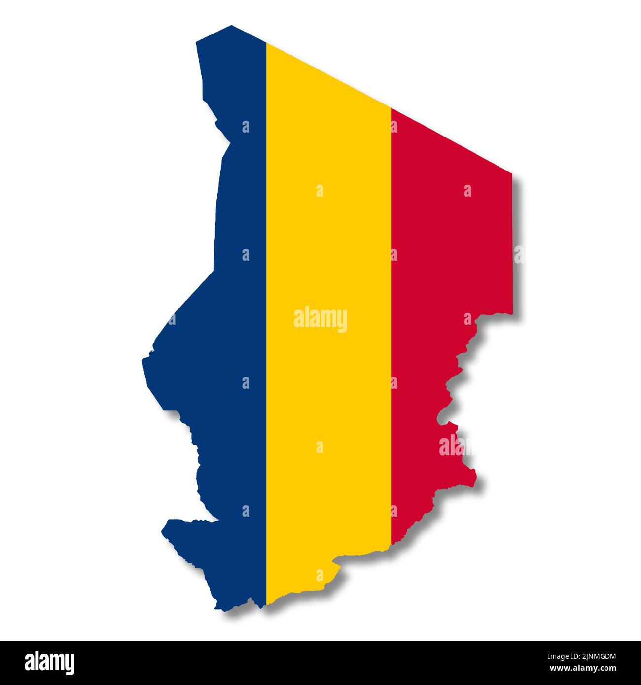 Chad flag map on white background 3d illustration with clipping path ...