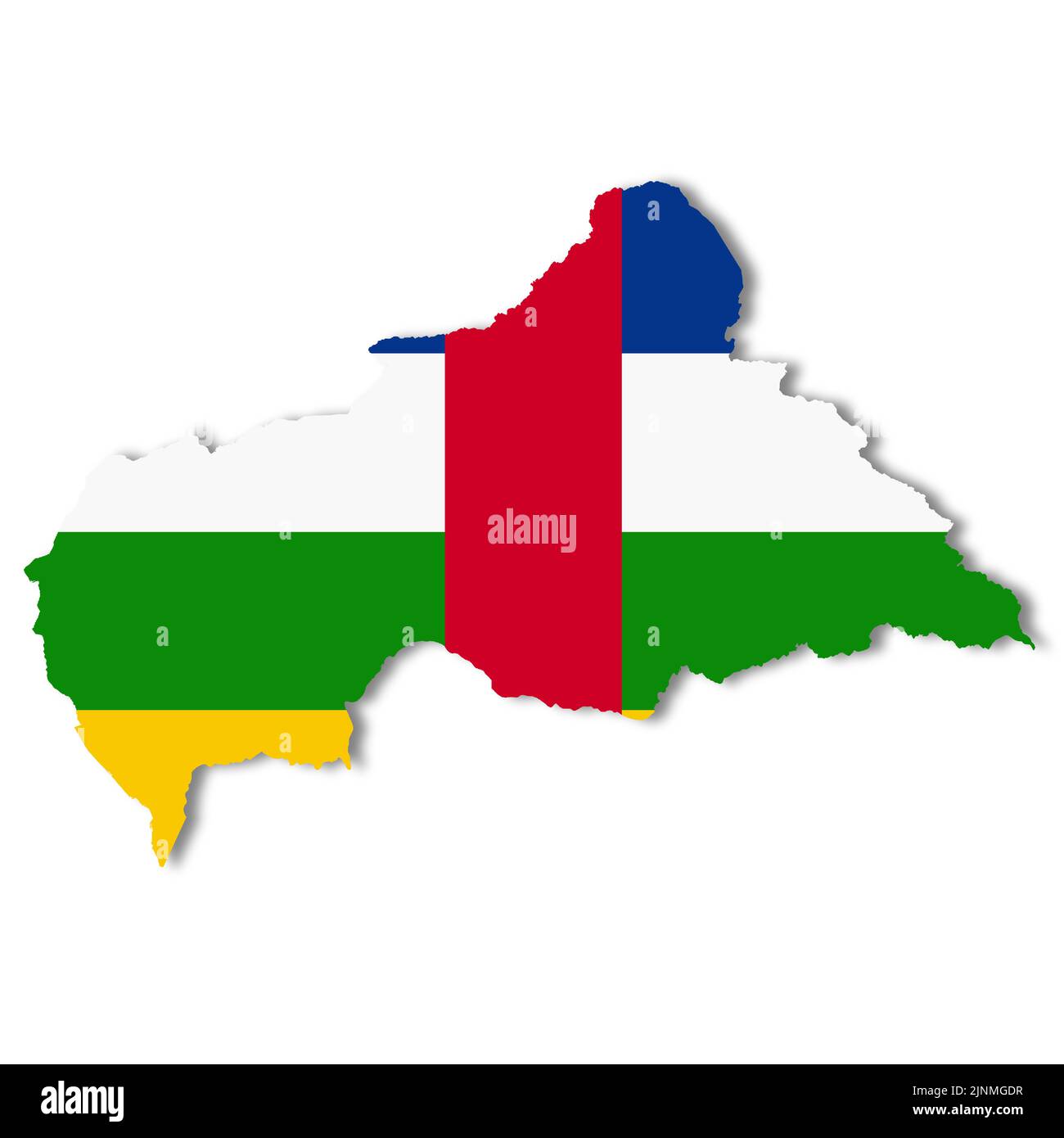 Central African Republic flag map 3d illustration with clipping path ...