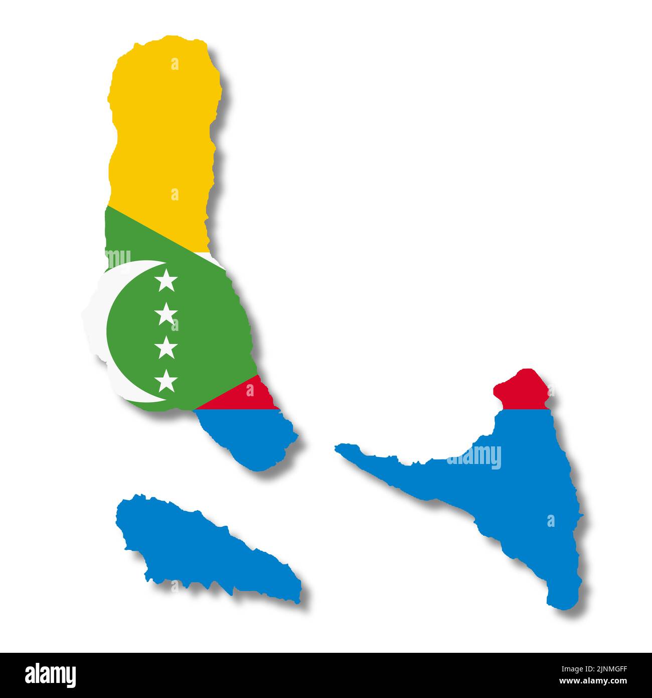 Comoros flag map on white background 3d illustration with clipping path Stock Photo - Alamy