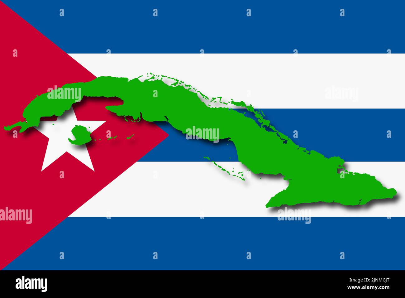 Cuba flag map on white background 3d illustration with clipping path ...