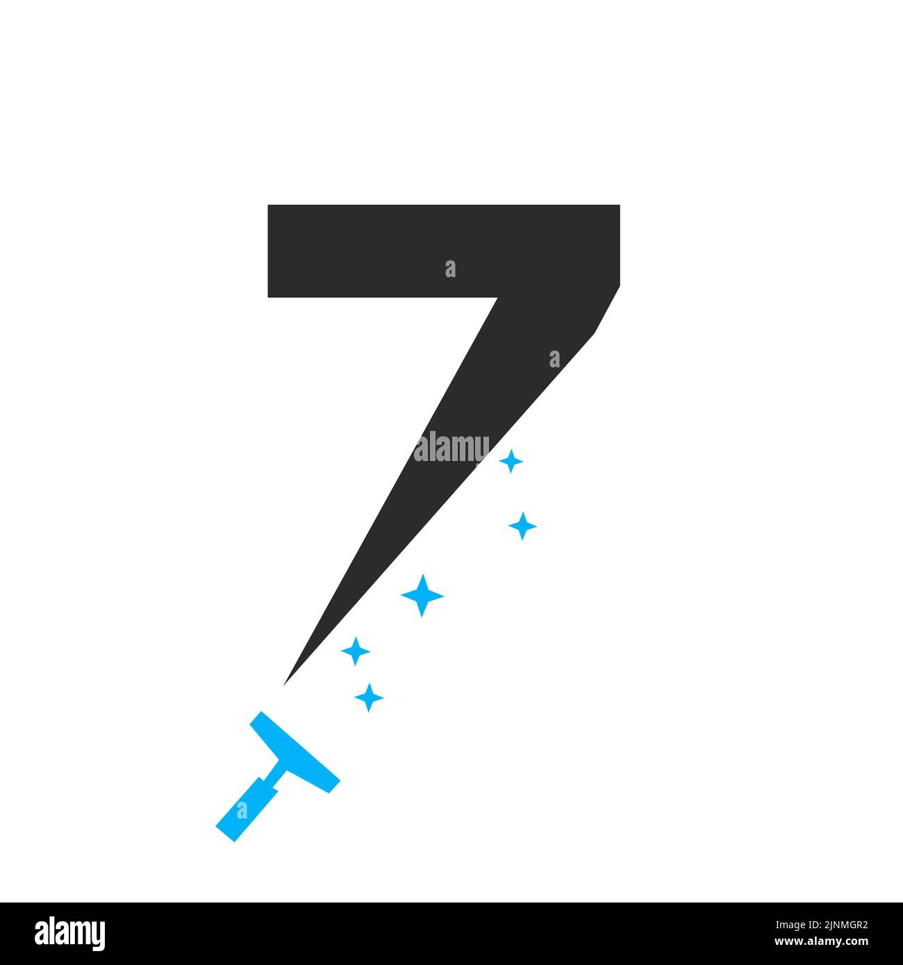 Letter 7 House Cleaning Logo Concept For Broom Maid Service Symbol ...