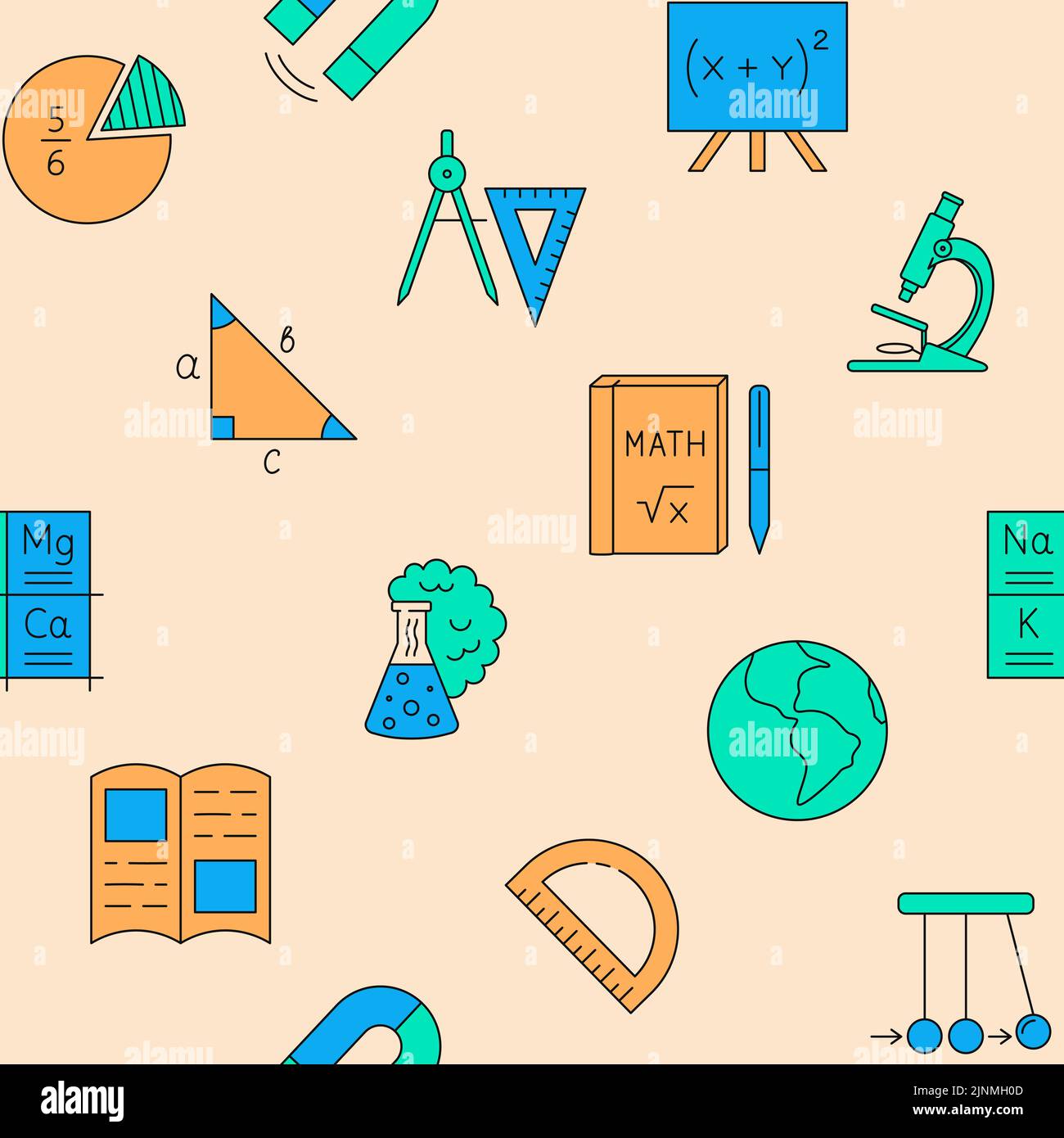 Education seamless pattern in colored line style. Vector illustration ...