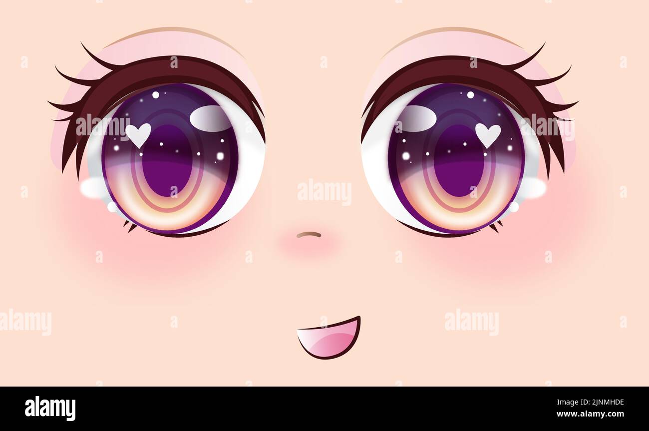Cute anime girls eyes. Manga face expressions. Vector illustration ...
