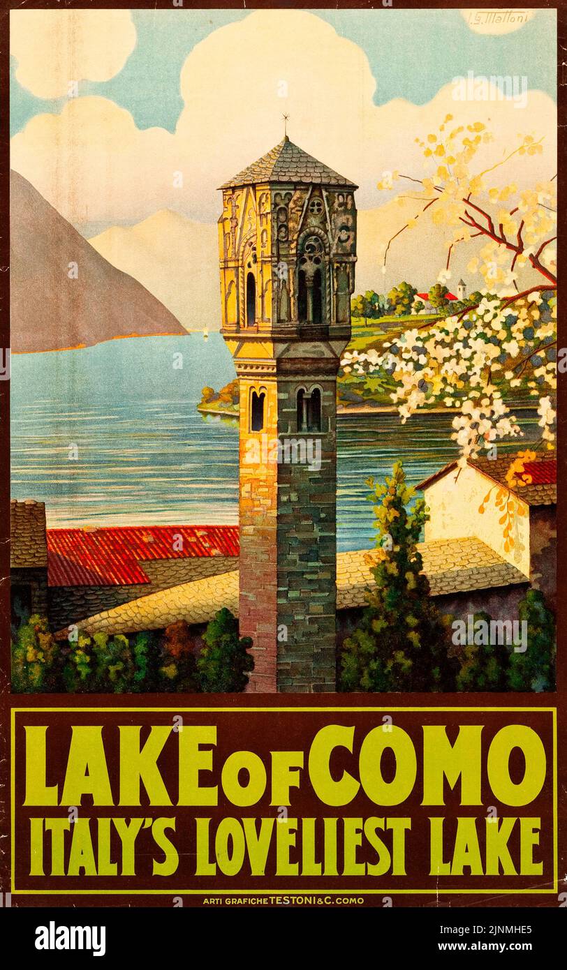 Lake of Como Italy's Loveliest lake, Old Italy Travel Poster (Arti ...