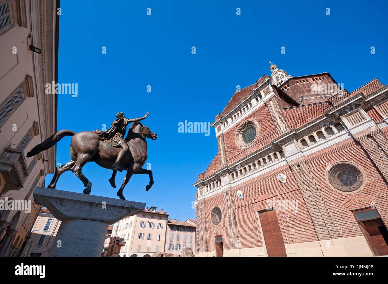 Italy, Lombardy, Pavia, Equestrian Bronze Statue called Regisole ...