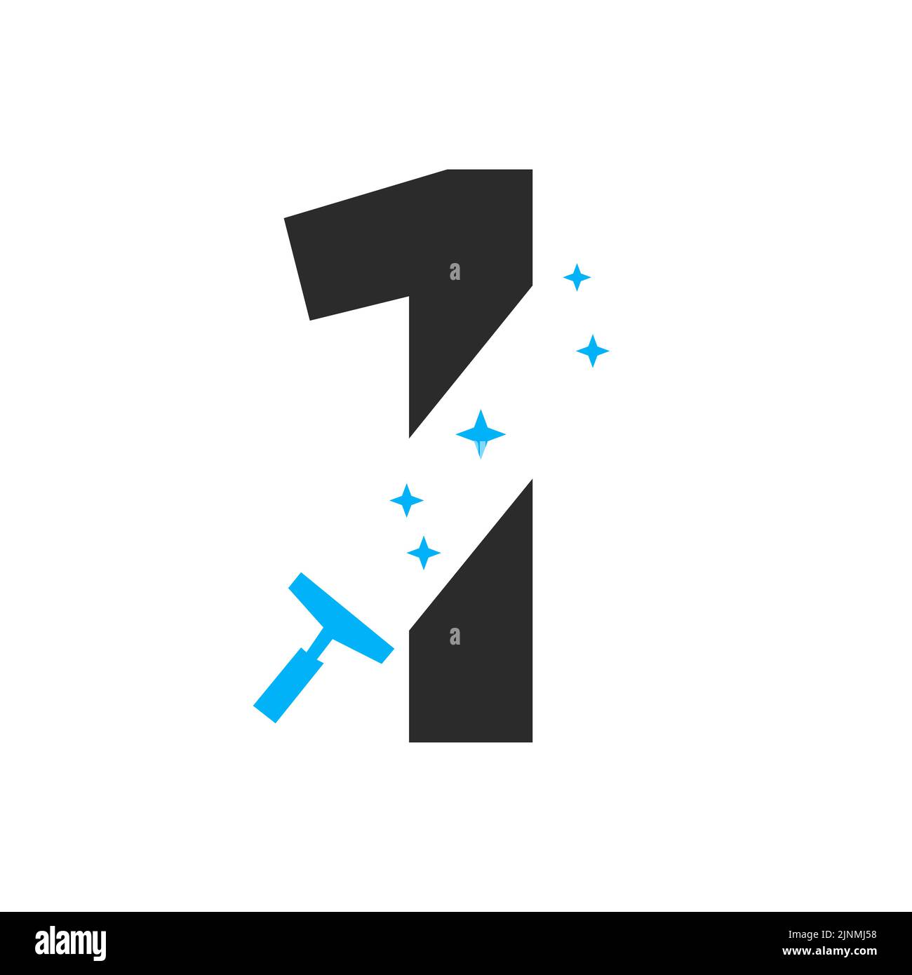 Letter 1 House Cleaning Logo Concept For Broom Maid Service Symbol ...