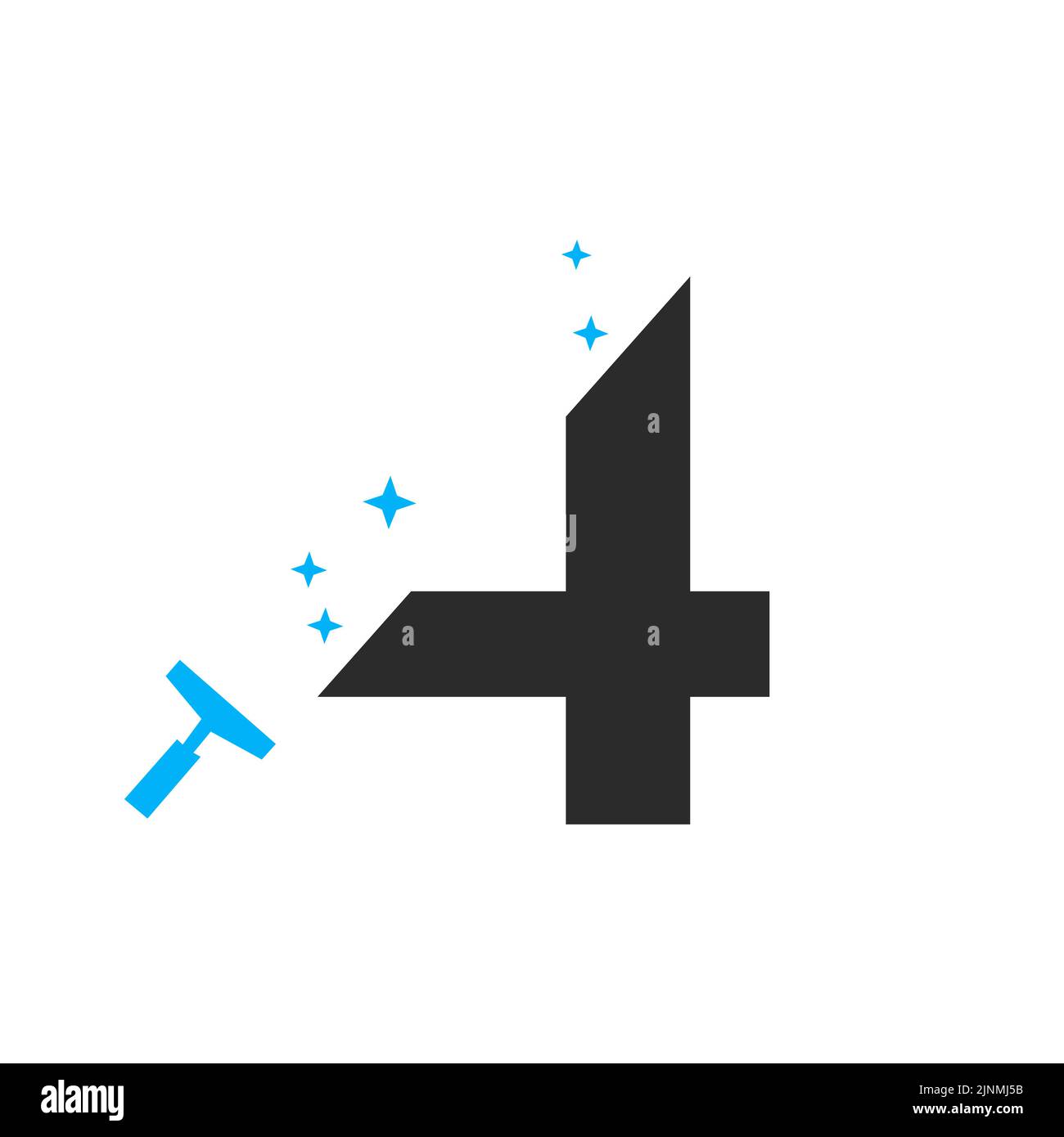 Letter 4 House Cleaning Logo Concept For Broom Maid Service Symbol ...