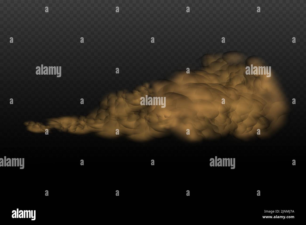Trace on a dusty road or highway from a car.A cloud of brown dust and ...