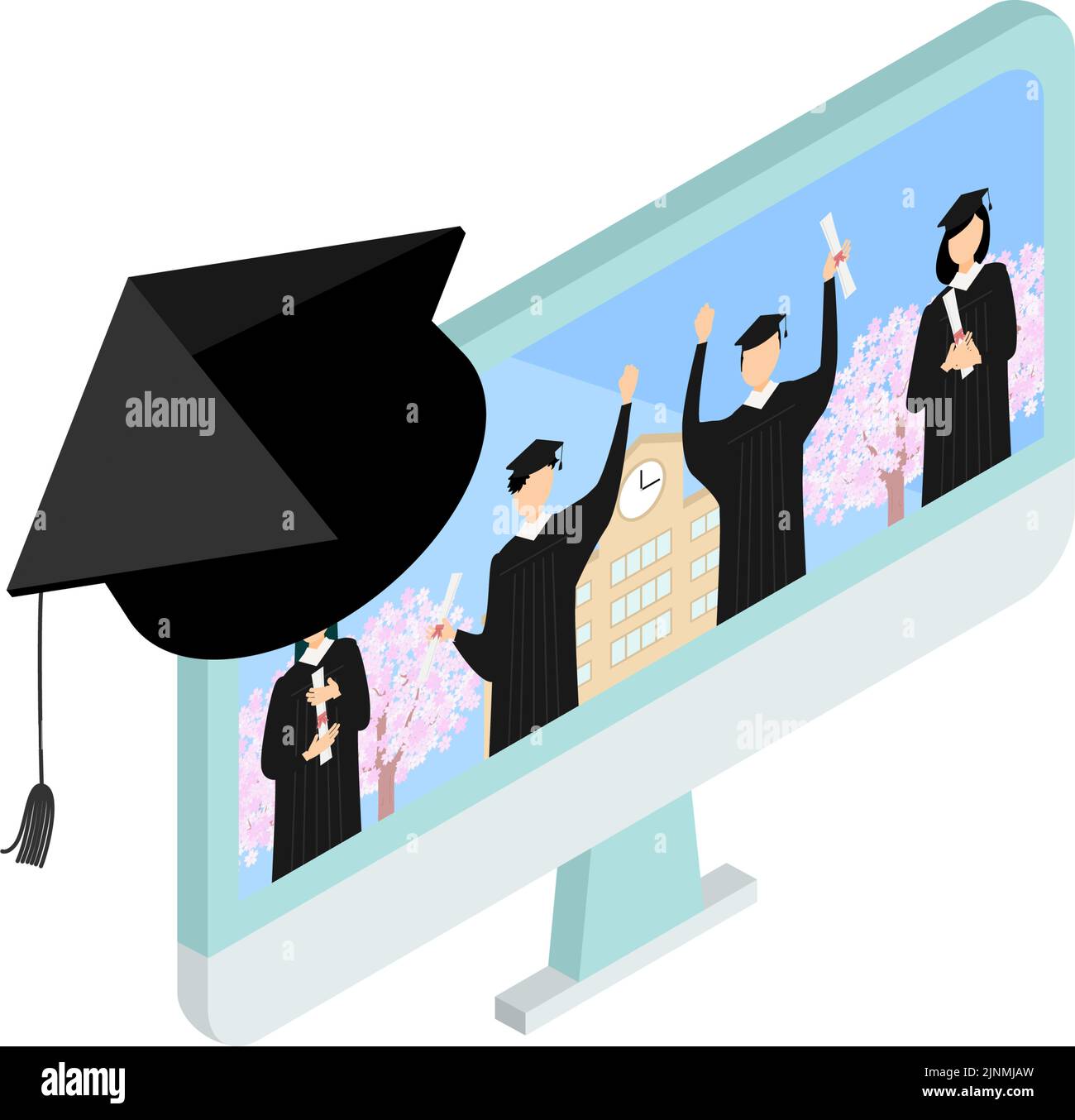 Graduation hat in technology Stock Vector Images - Alamy