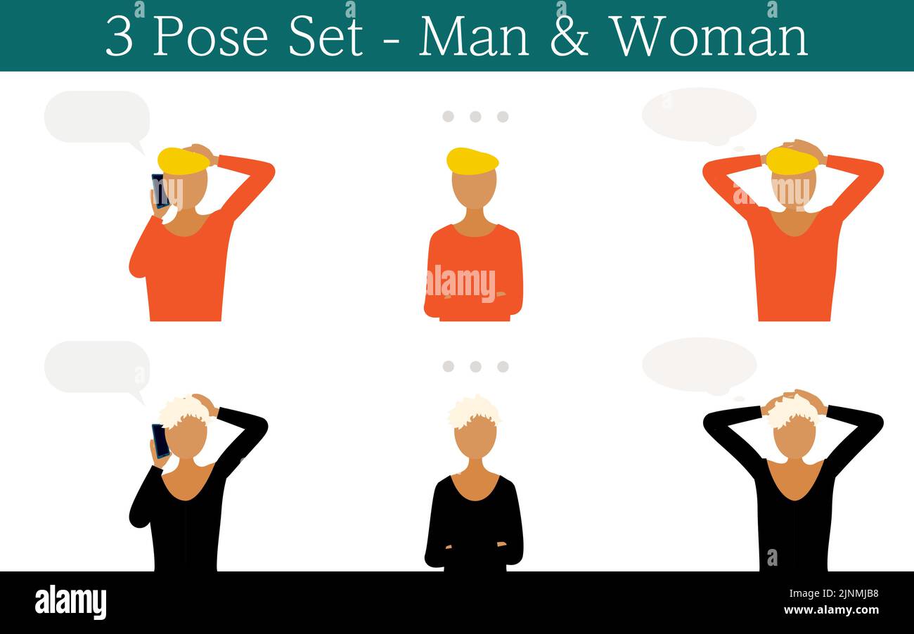 Person's pose set Call, shut up, worry Stock Vector Image & Art - Alamy