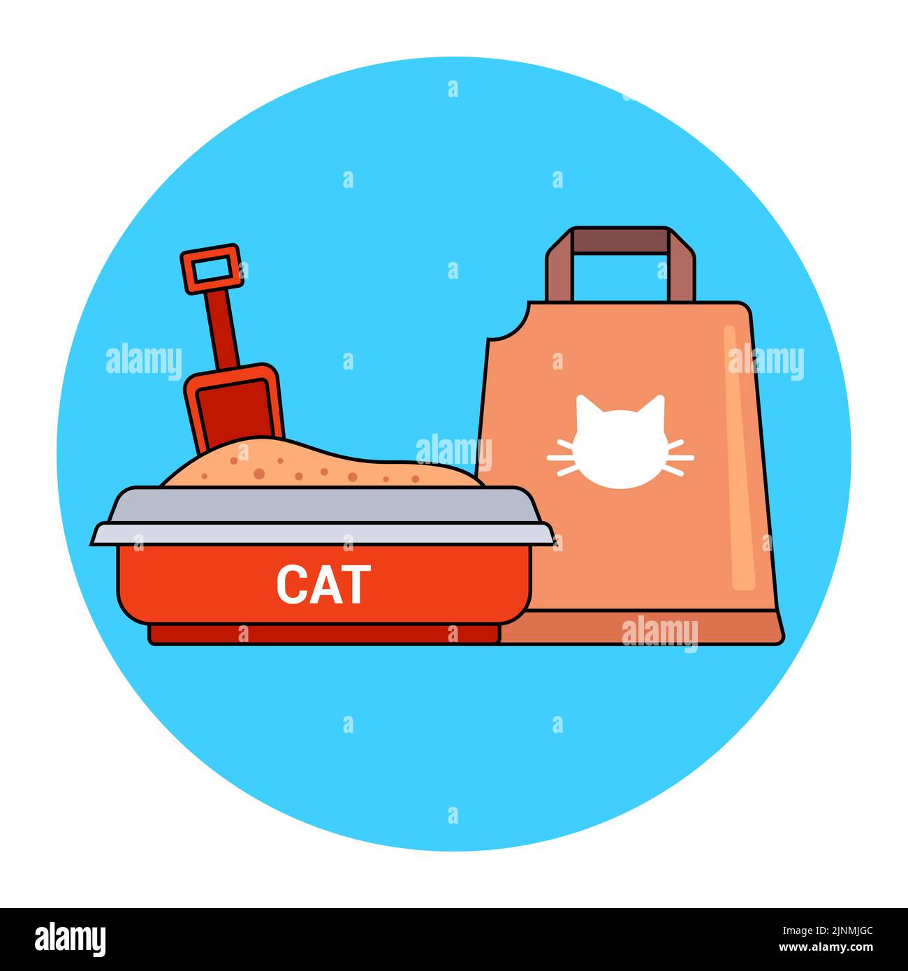 kit for cat litter. bag with filler for the tray. flat vector ...