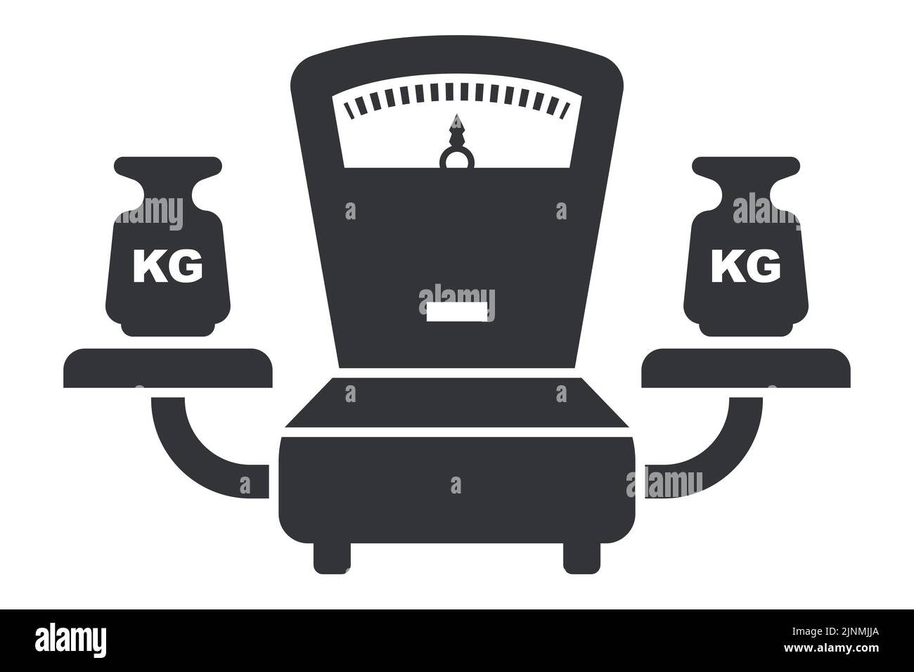 black icon of scales with a weight on the market. flat vector ...