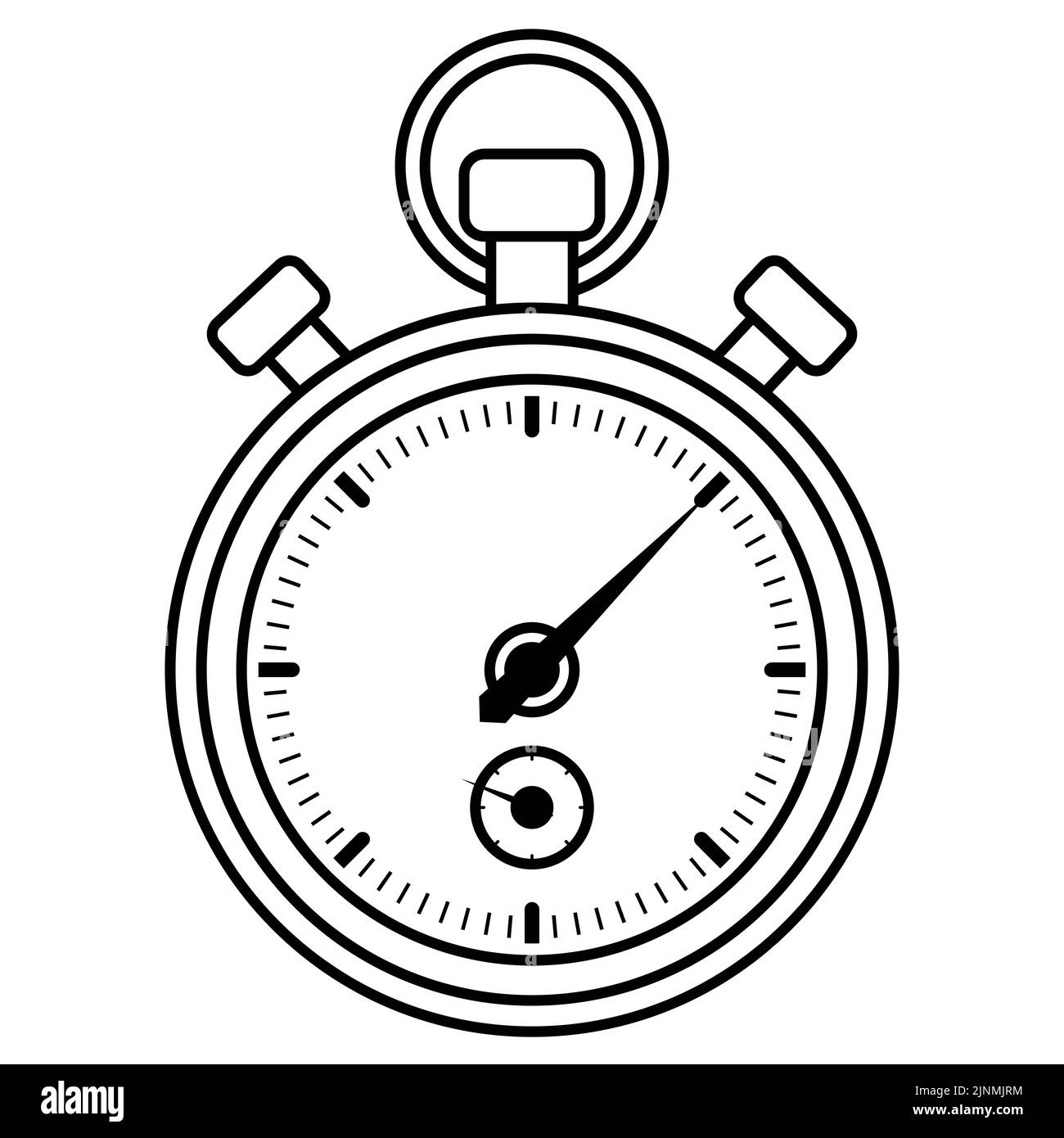 black linear icon iron stopwatch counting time. to get in time. flat ...