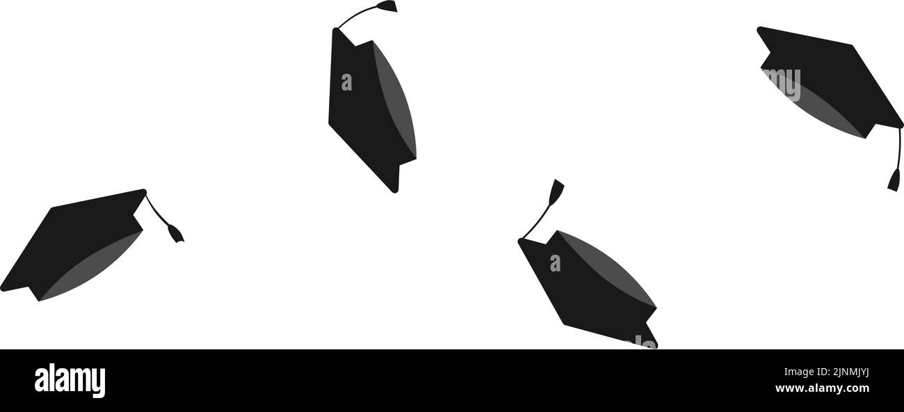 Graduation Caps In The Air Black And White