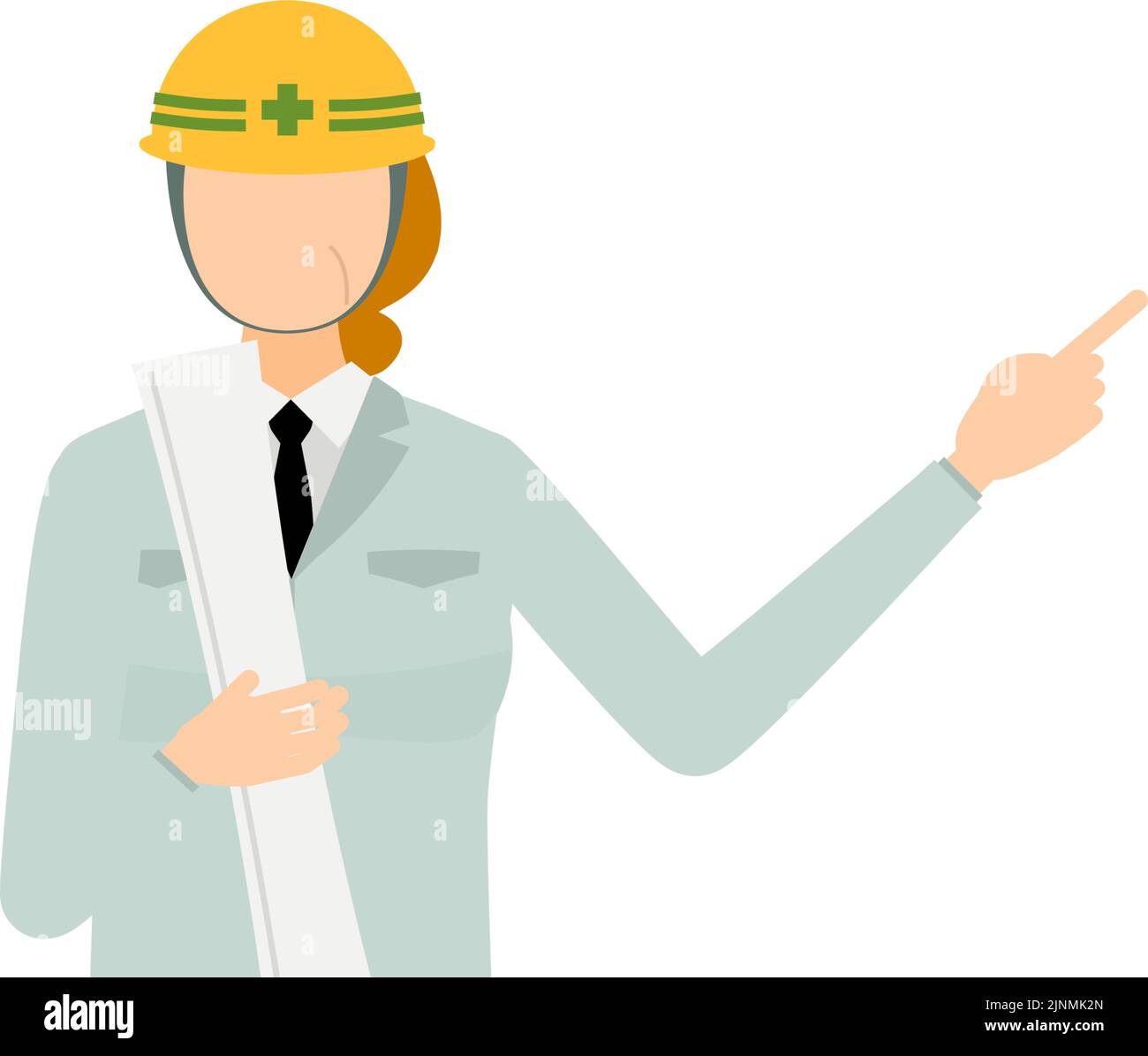 Construction site director pose set, senior female Stock Vector Image ...