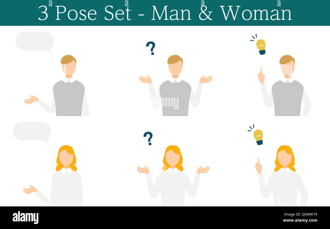 Person pose set Speaking, questioning, solving Stock Vector Image & Art ...