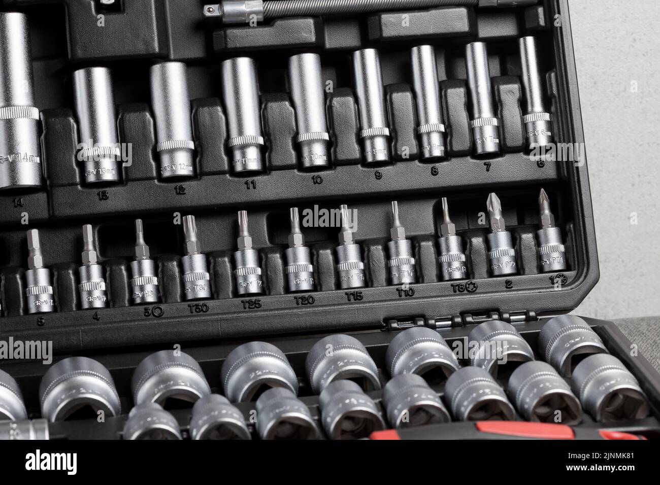 A professional set of ratchets and sockets with chrome tool steel tips ...