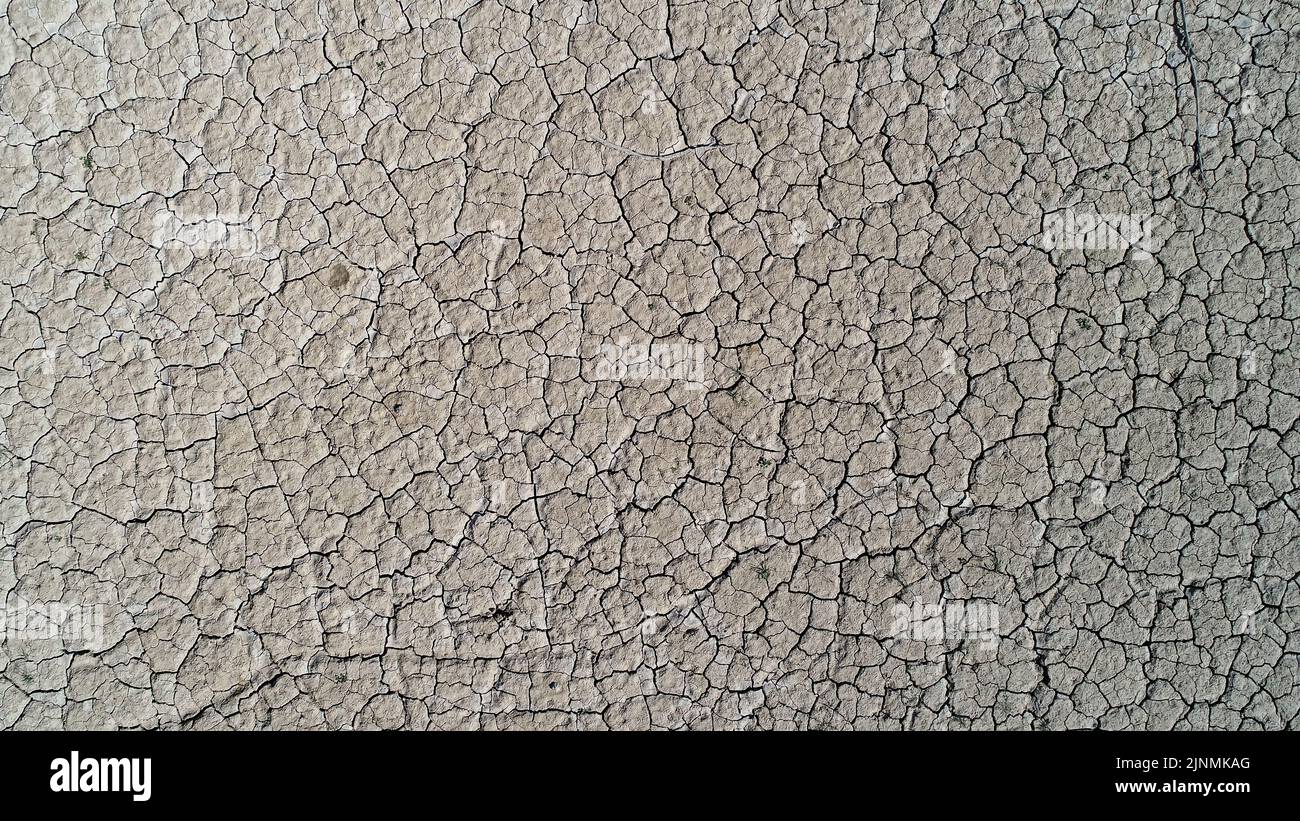 Aerial view of dry land texture in southern Europe. Global warming and ...