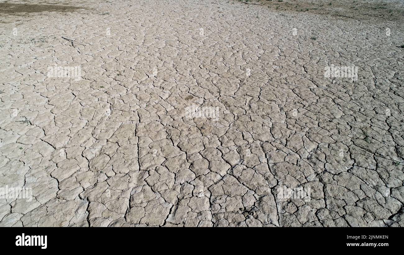 Aerial view of dry land texture in southern Europe. Global warming and ...