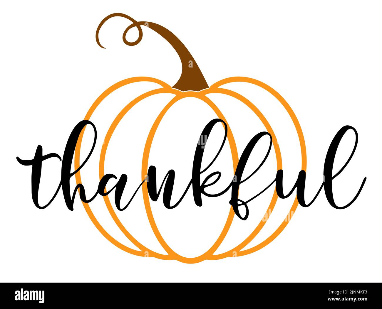 Vector autumn quote thankful with autumn pumpkin isolated on white ...