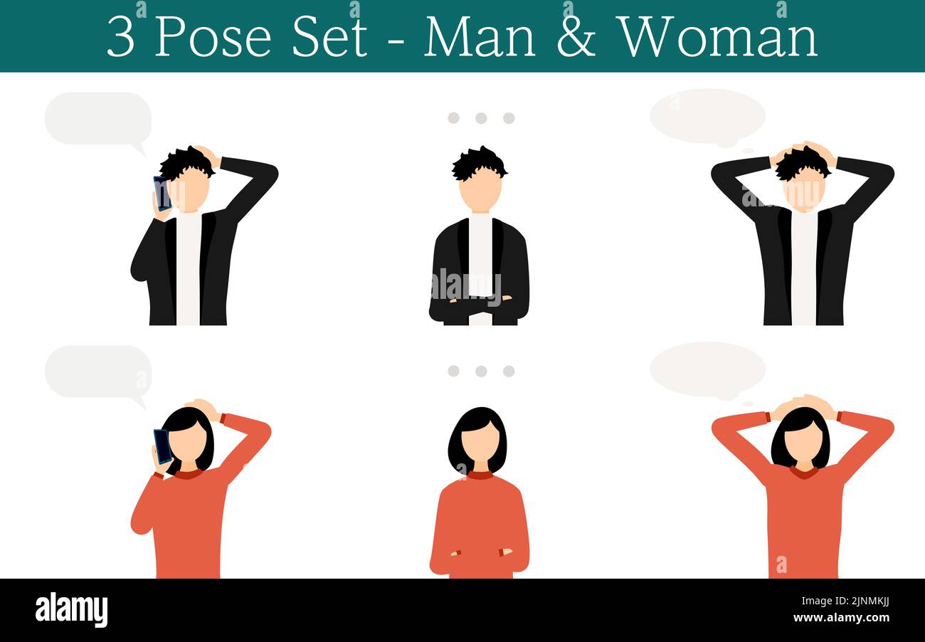 Person's pose set Call, shut up, worry Stock Vector Image & Art - Alamy