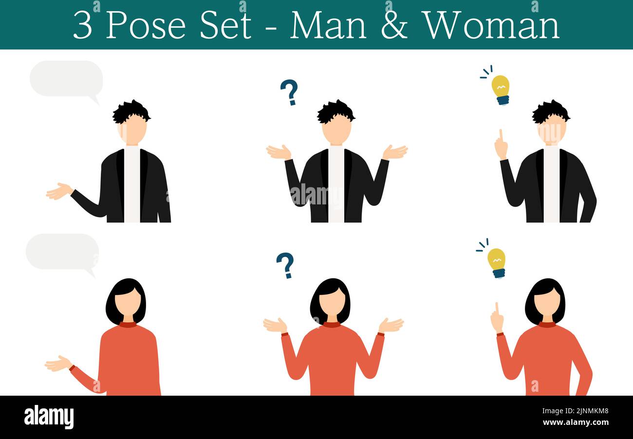 Person pose set Speaking, questioning, solving Stock Vector Image & Art ...