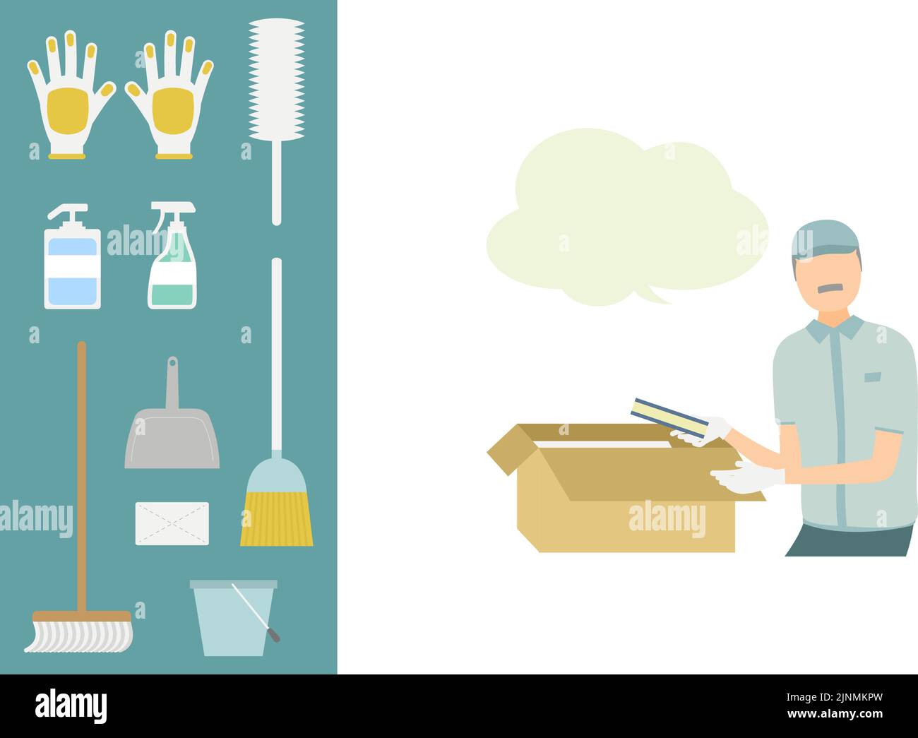 Cartoon illustration man cleaning up hi-res stock photography and ...