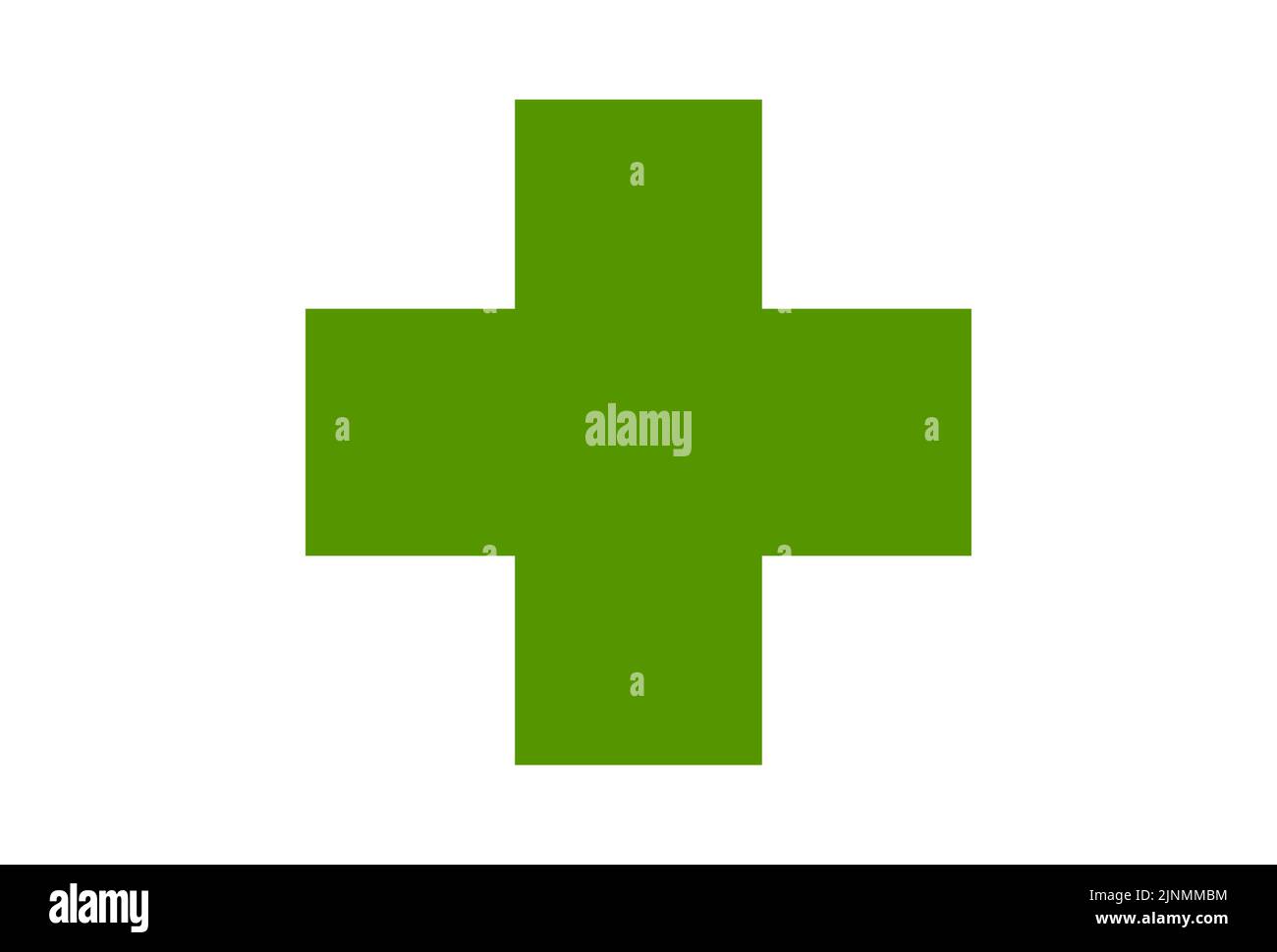 Safety guidance sign mark, green cross on a white background Stock ...