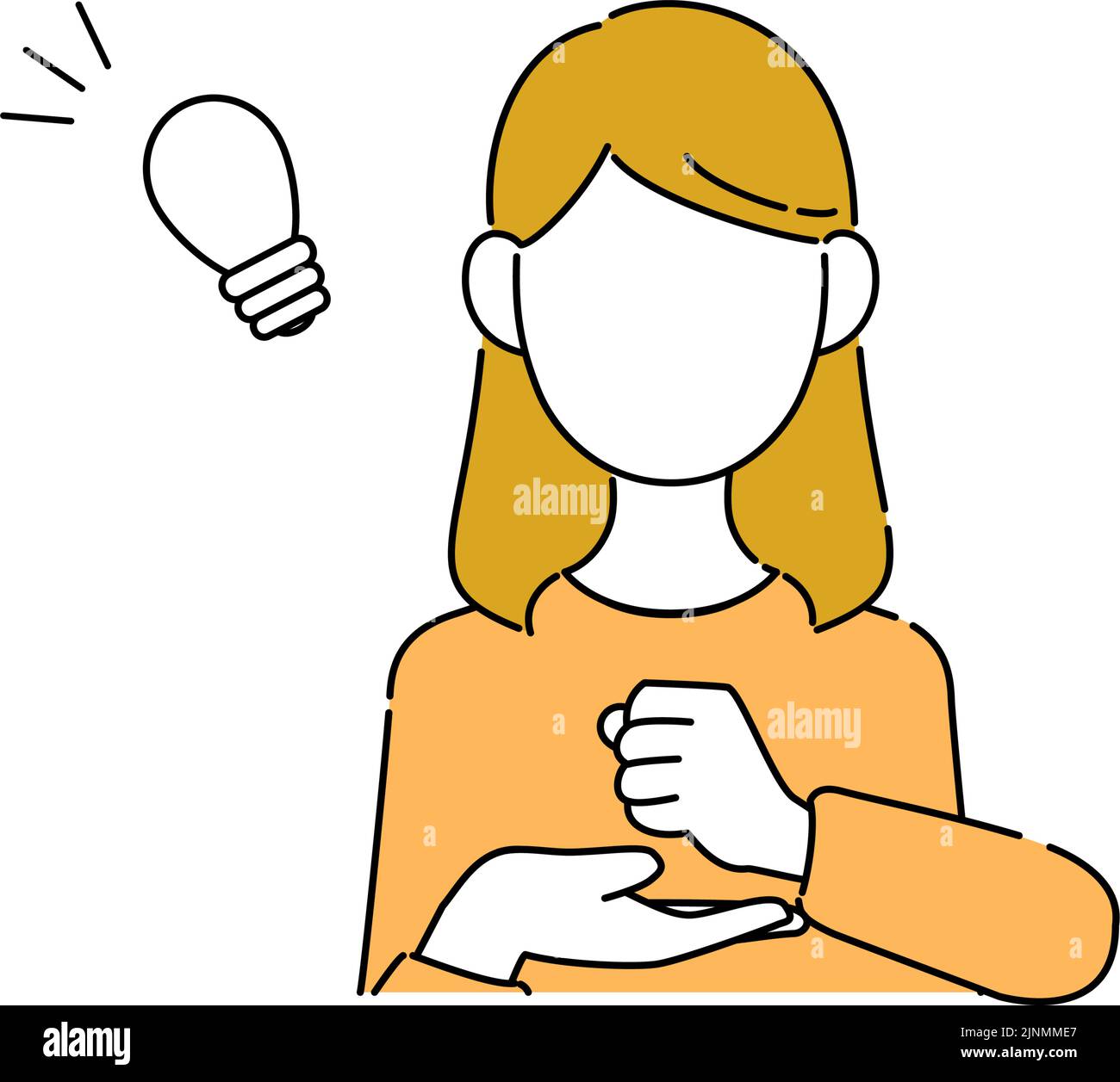 Faceless pose illustration, female student's upper body, convinced ...