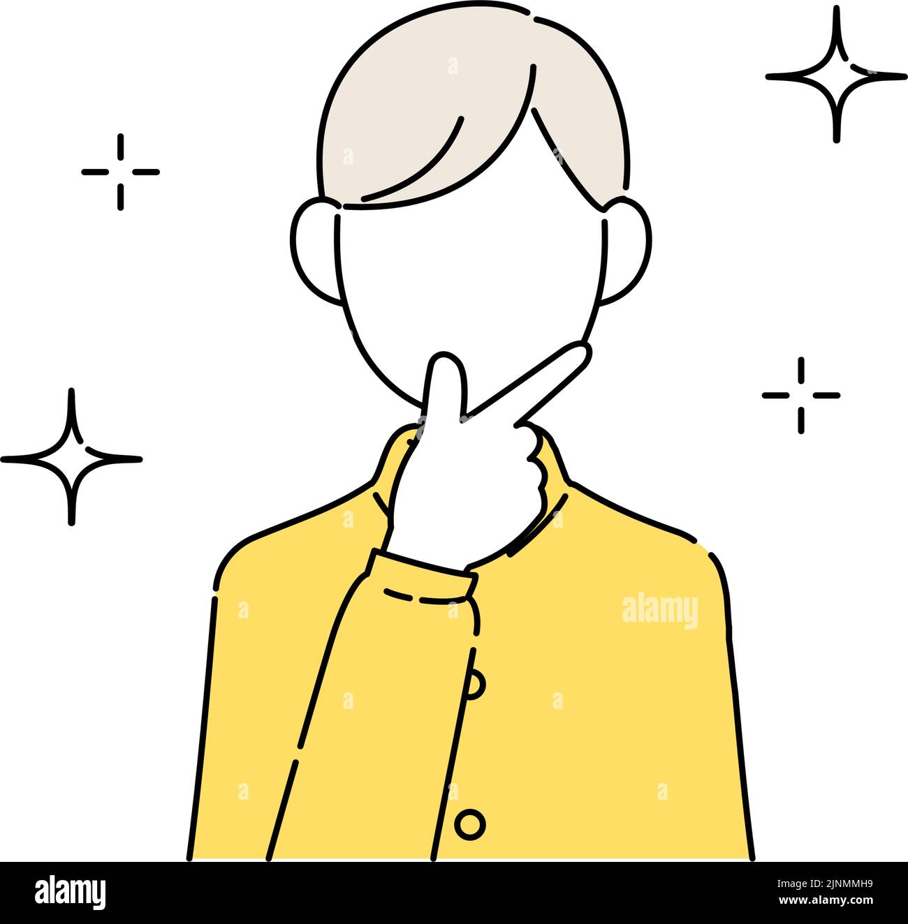 Faceless pose illustration, male student's upper body, narcissist Stock ...