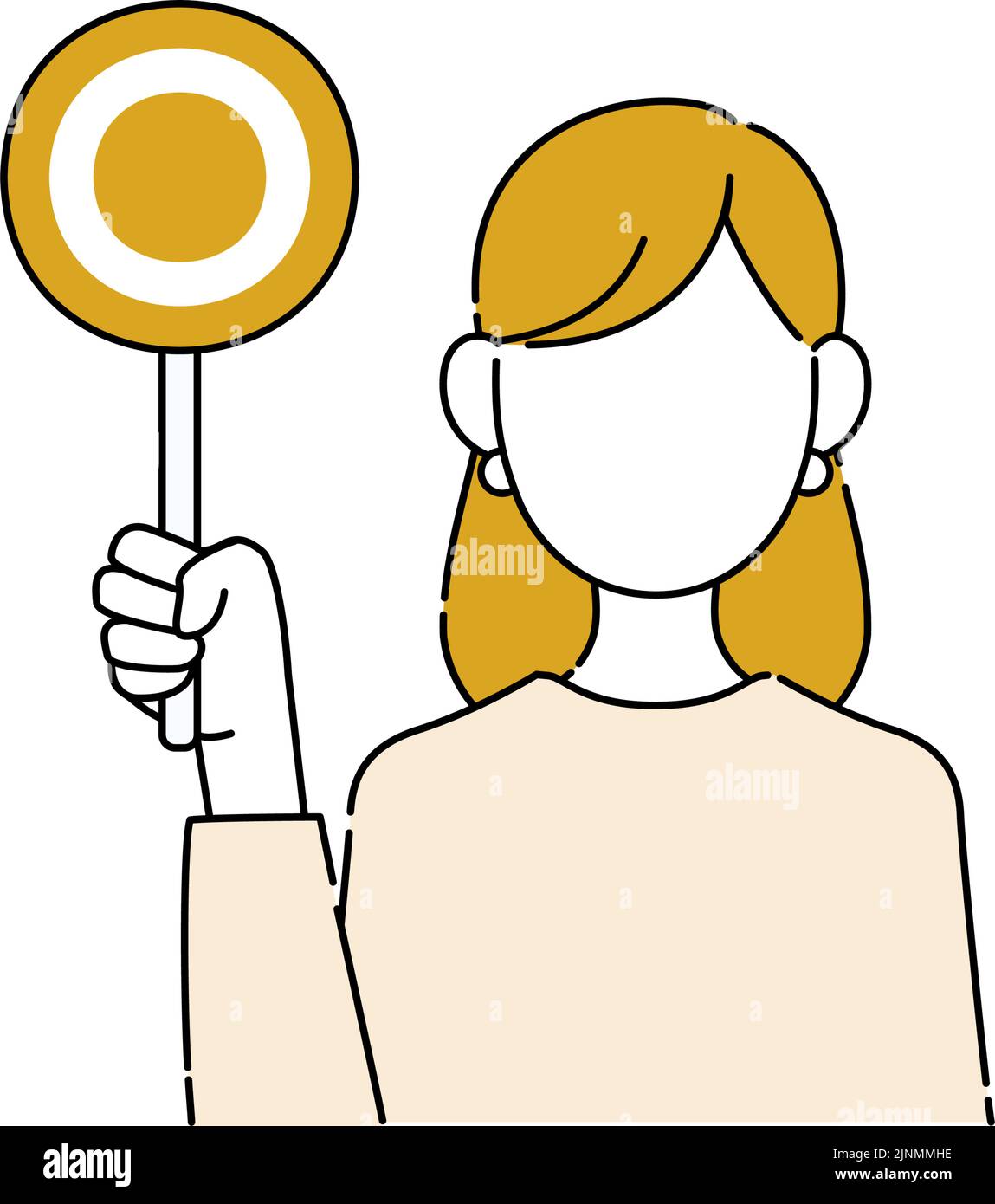 Faceless pose illustration, career woman's upper body, showing the ...